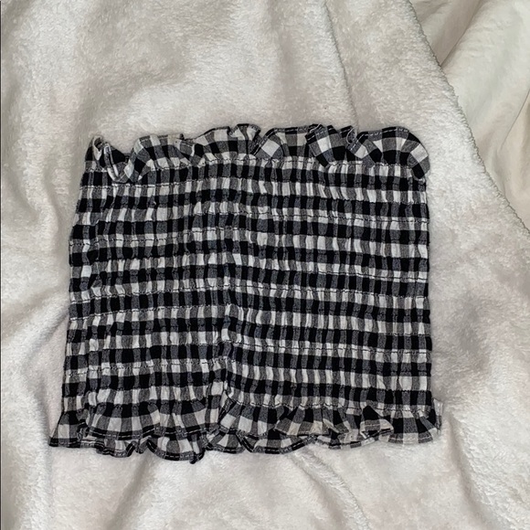 Tops | Black And White Checkered Tube Topbandeau | Poshmark